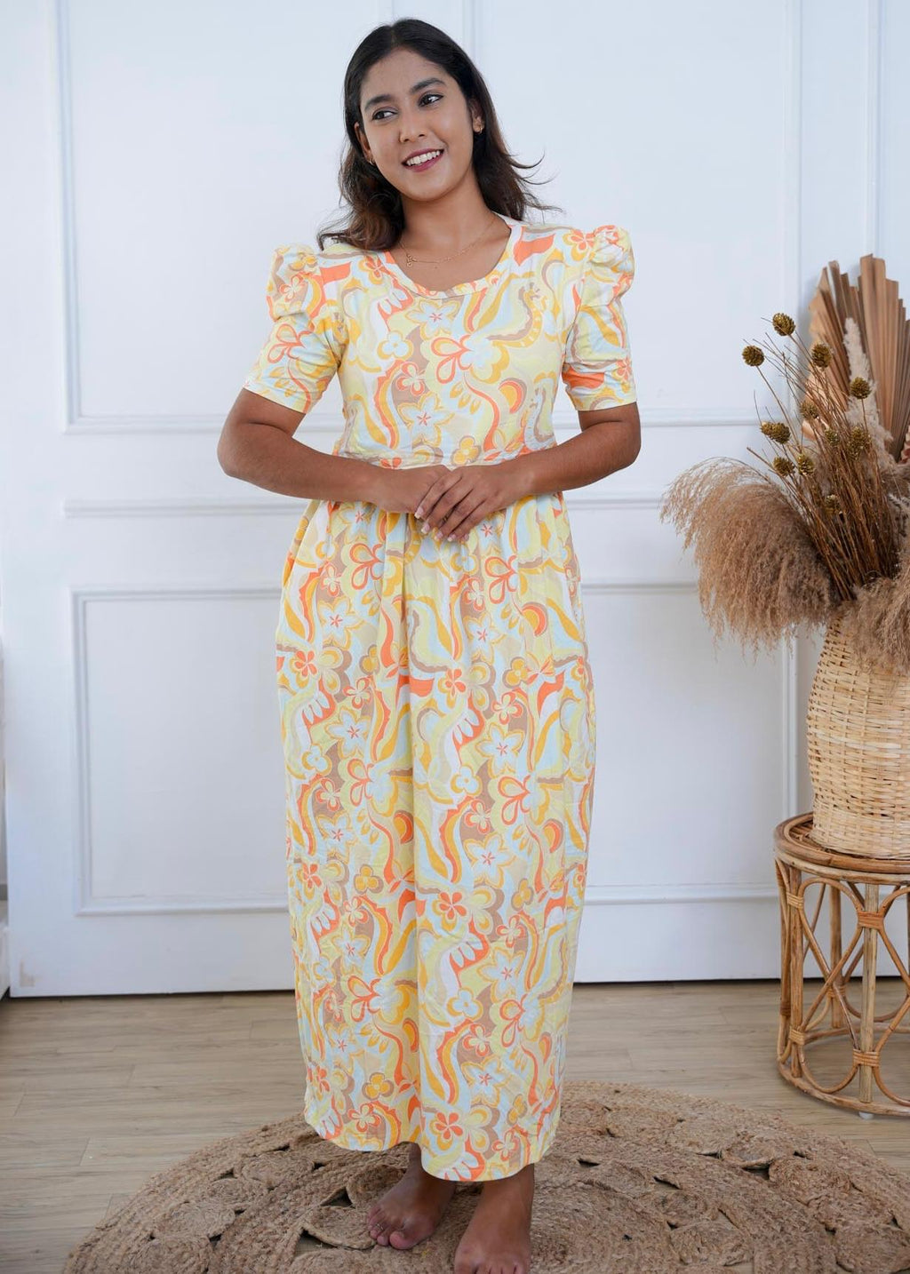 SUNLIT WHISPER | ZIPLESS MATERNITY MAXI-PUFF SLEEVES | FULL LENGTH MAX ...